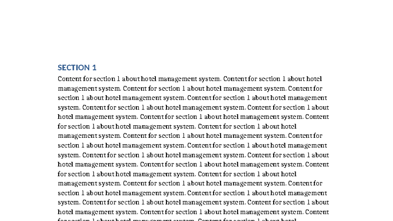 Hotel Management System Overview: Sections 1-17 Content - Studocu