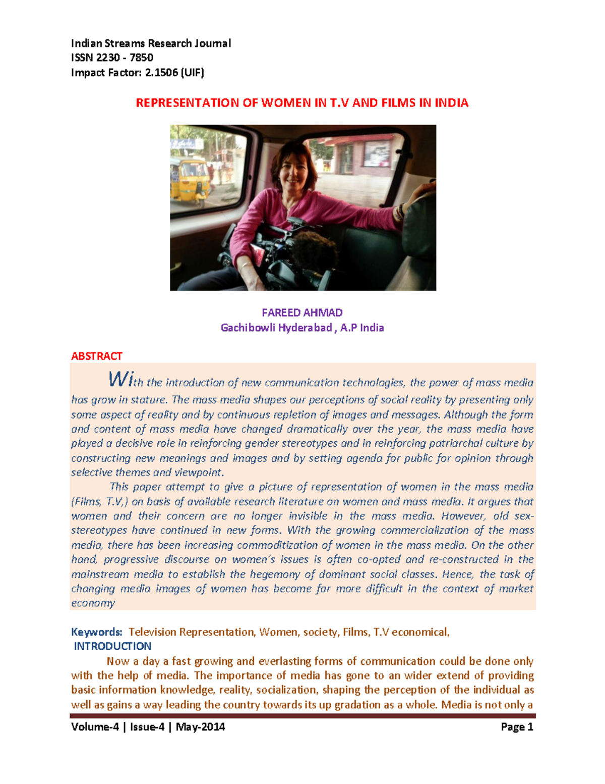 Representation of Women in Indian Media: A Critical Analysis - Studocu