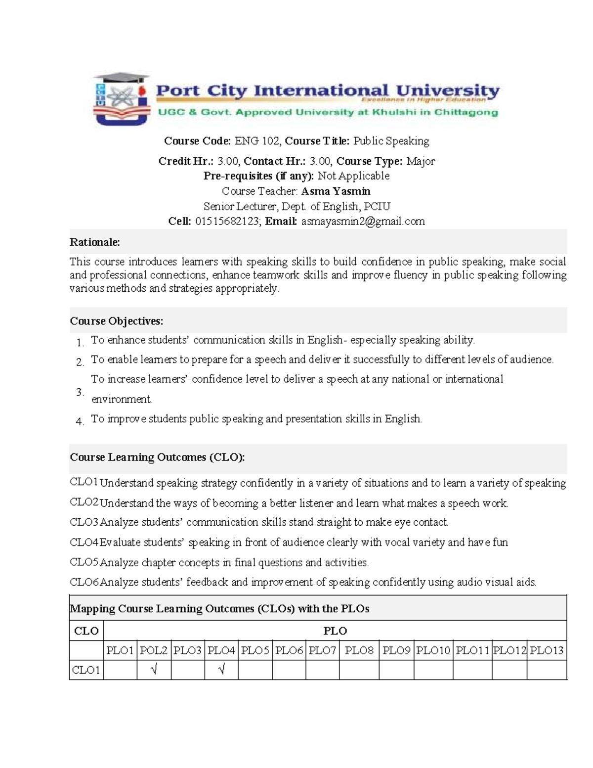 ENG 102 - Public Speaking Course Notes and Learning Outcomes - Studocu