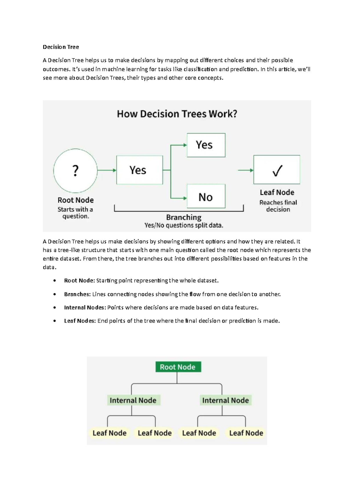 Decision Tree (ML 101): Key Concepts & Applications - Studocu
