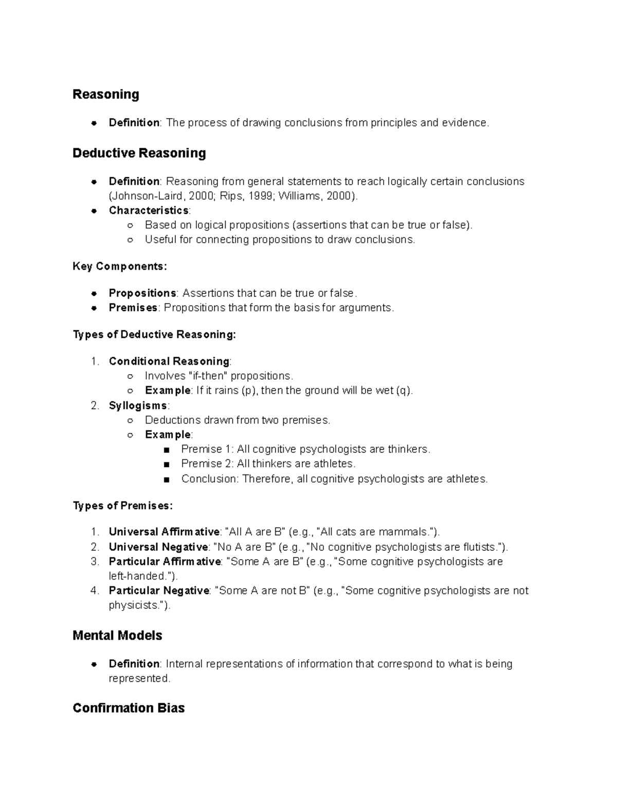 Psychology 101: Reasoning and Deductive Logic Notes - Studocu