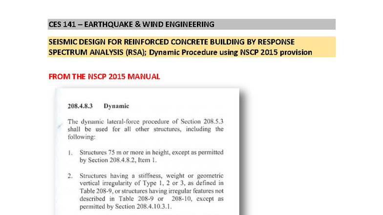 CES 141 Final Exam: Seismic Design & Response Spectrum Analysis - Studocu