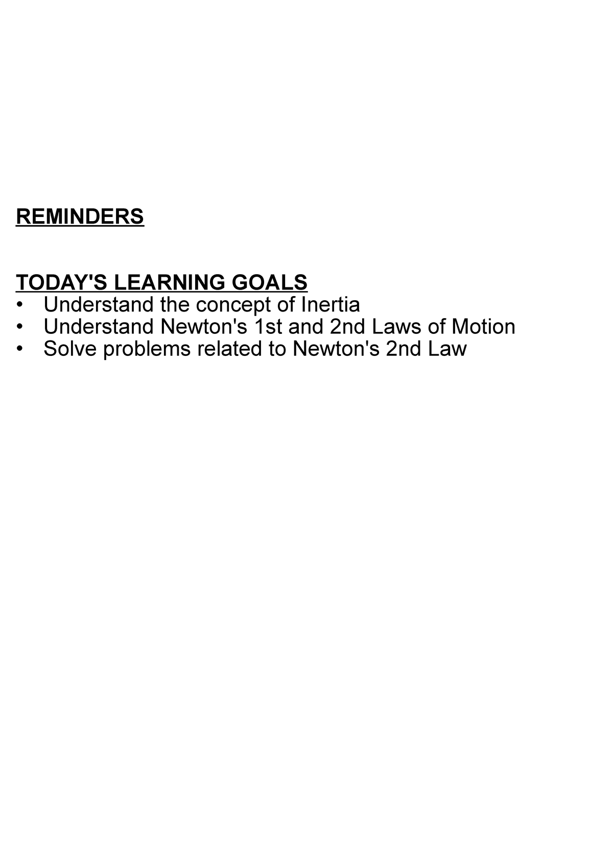 Physics 101: Newton's Laws of Motion Lecture Notes - Studocu