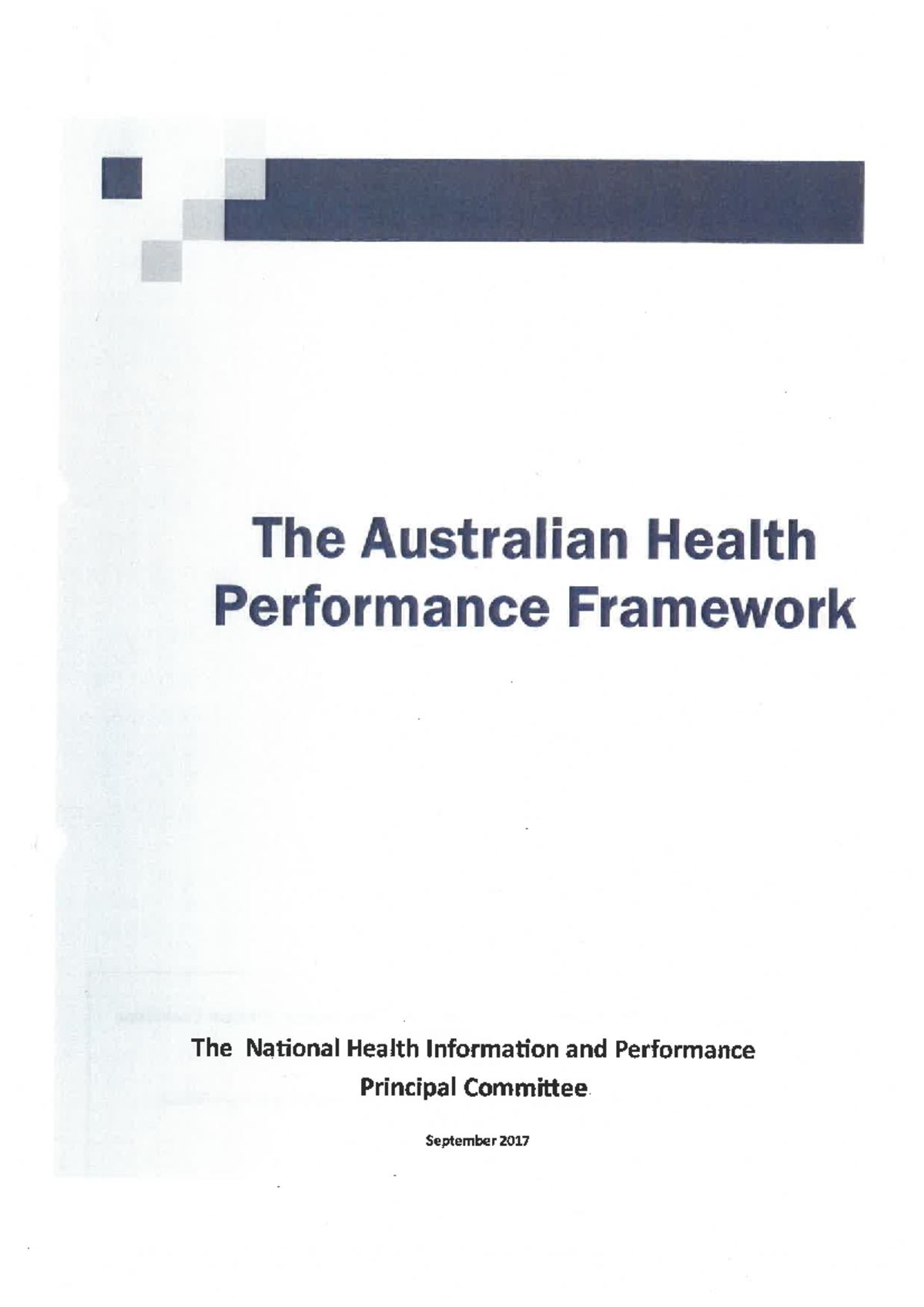 TD7 Nhippc The Australian Health Performance Framework September 2017 ...