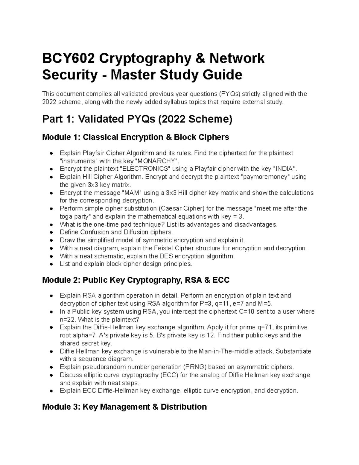 BCY602 Cryptography Network Security Study Guide & PYQs - Studocu