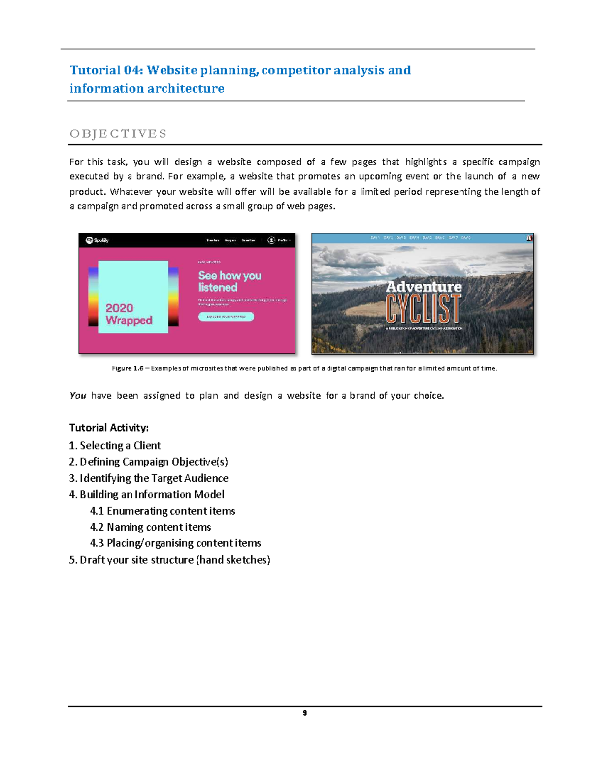 ADV10002 Tutorial 04: Website Planning & Competitor Analysis - Studocu
