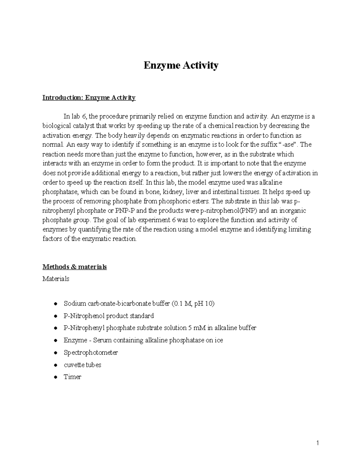 Take-Home Assignment 6 - Enzyme Activity - Enzyme Activity Introduction ...