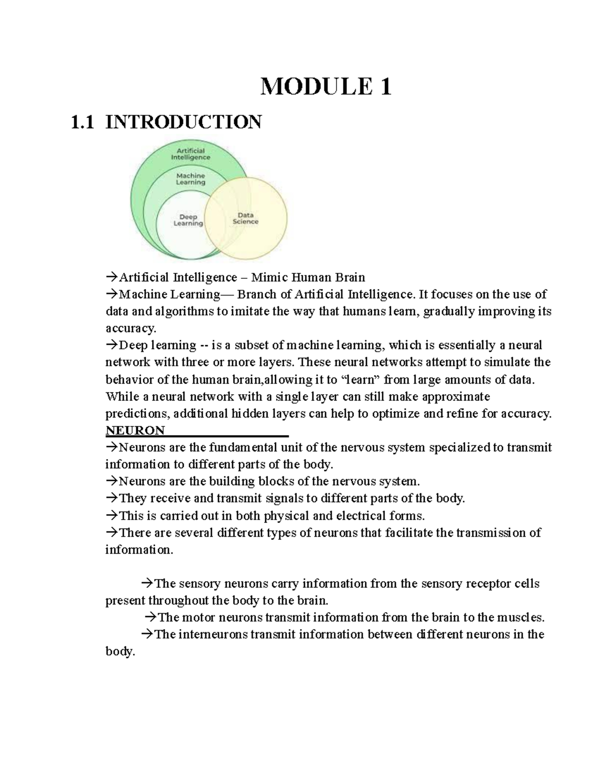 DL MOD1 - Introduction to Artificial Neural Networks and Their ...