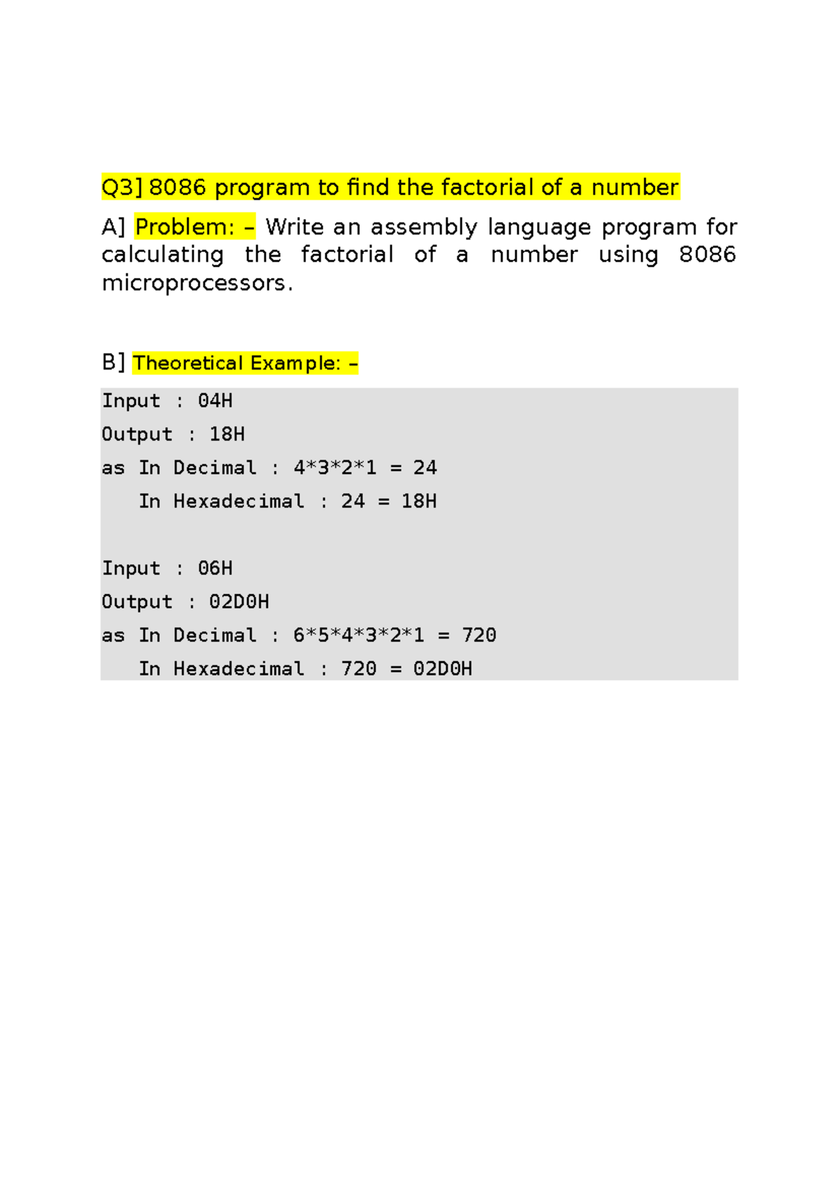 8086 Assembly Language Micro Project: Factorial Calculation - Studocu