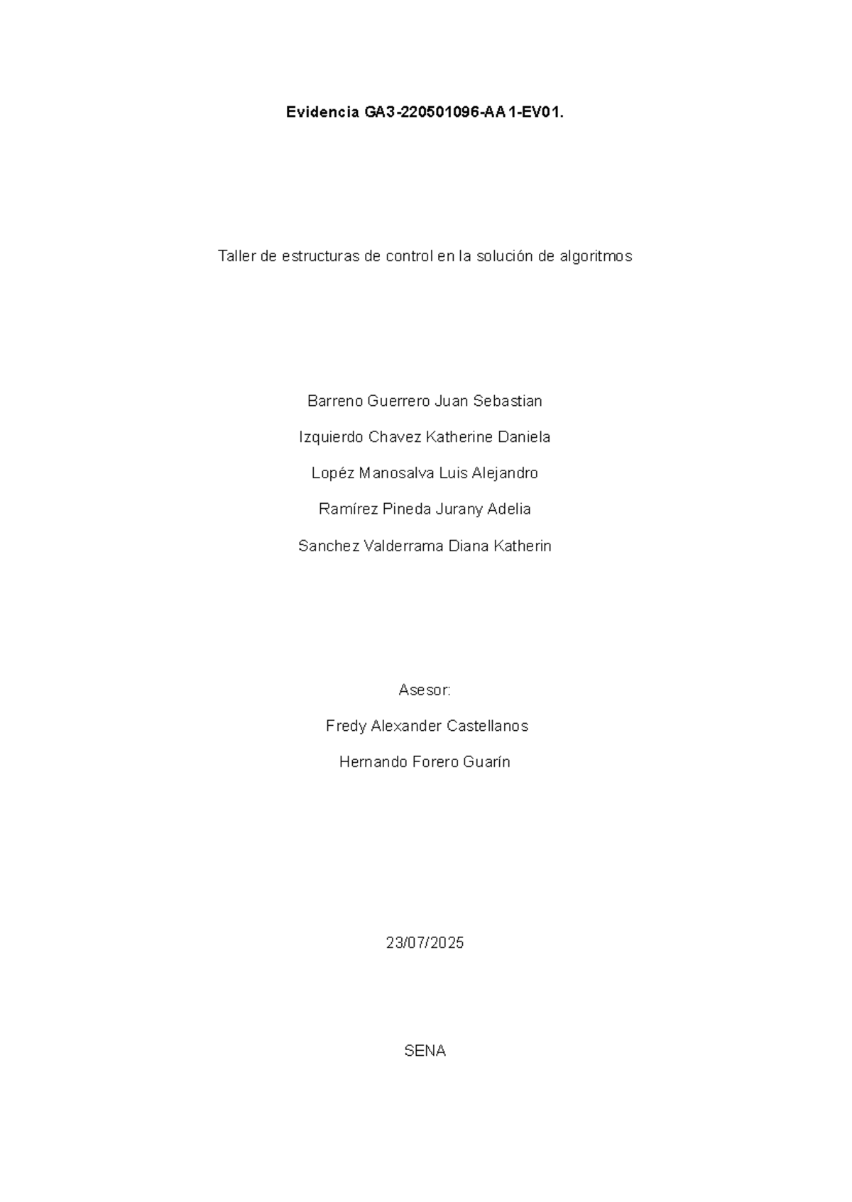 Taller de Estructuras de Control en Algoritmos - GA3-220501096-AA1-EV01 ...