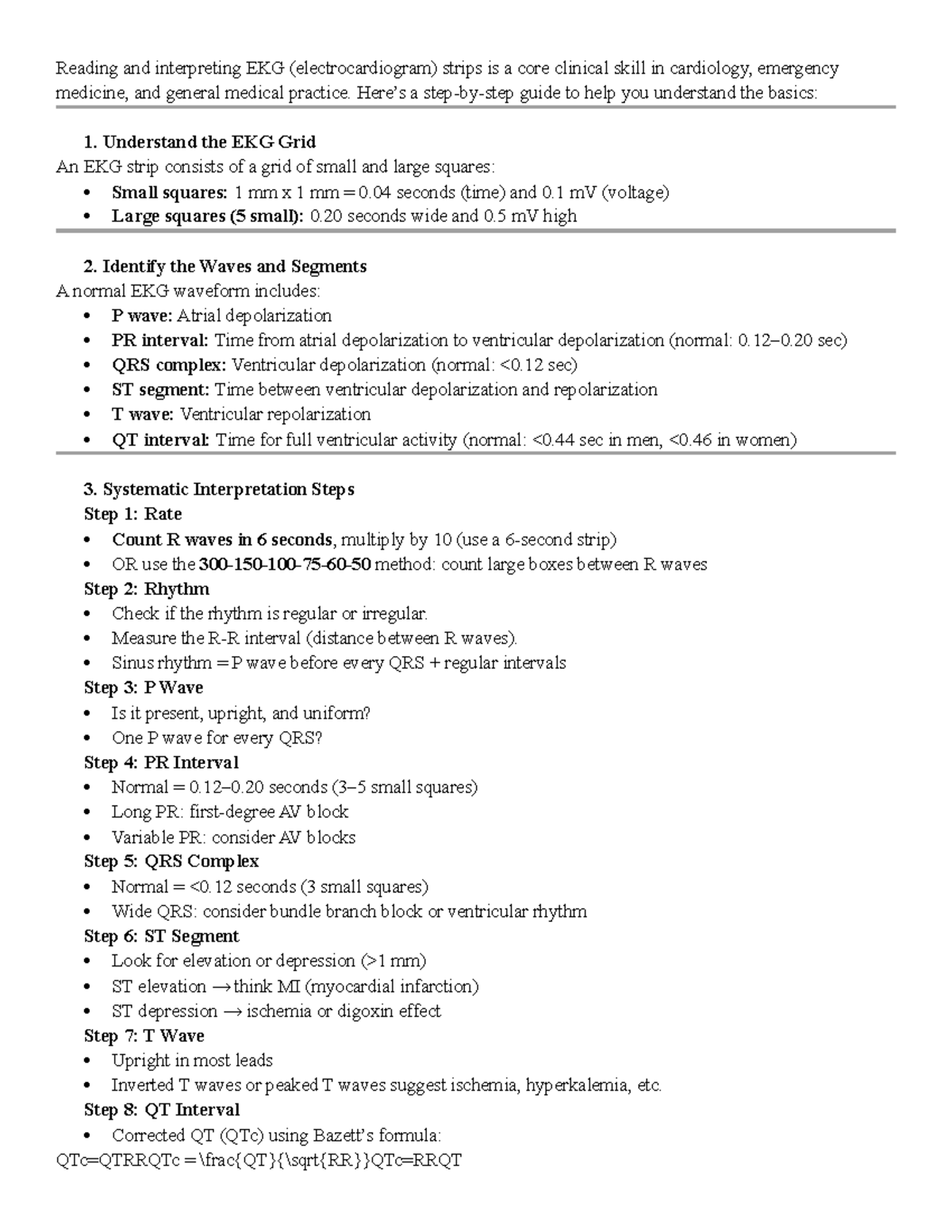 Understanding EKG Strips: A Guide for Clinical Practice (MED 101) - Studocu