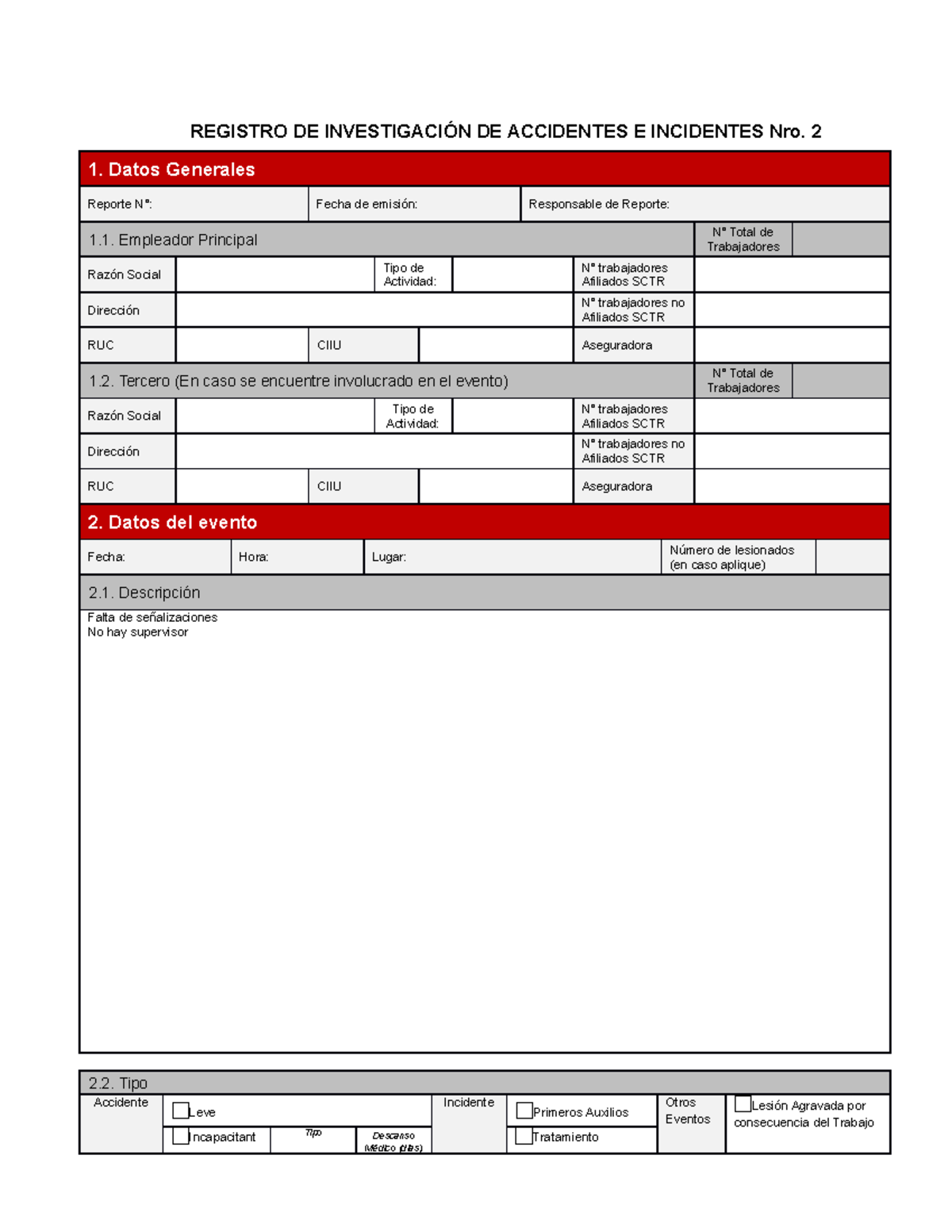 Registro de Investigación de Accidentes e Incidentes - Método TASC ...