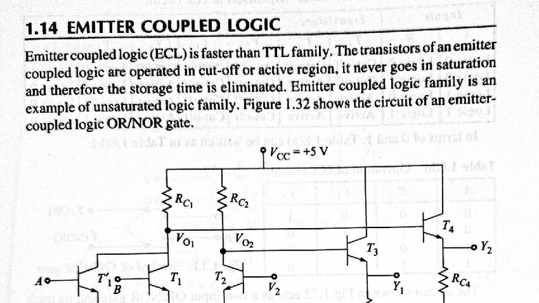 DE Unit 5: Emitter Coupled Logic Overview and Circuit Analysis - Studocu