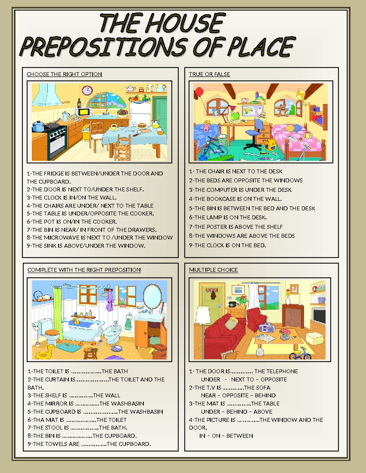 20447 Prepositions Worksheet: True/False & Multiple Choice - Studocu