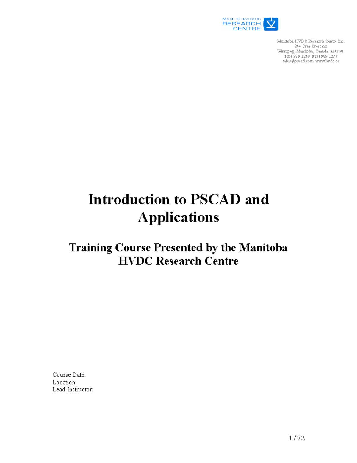 PSCAD Course Notes: Getting Started & Tutorials for HVDC Systems - Studocu