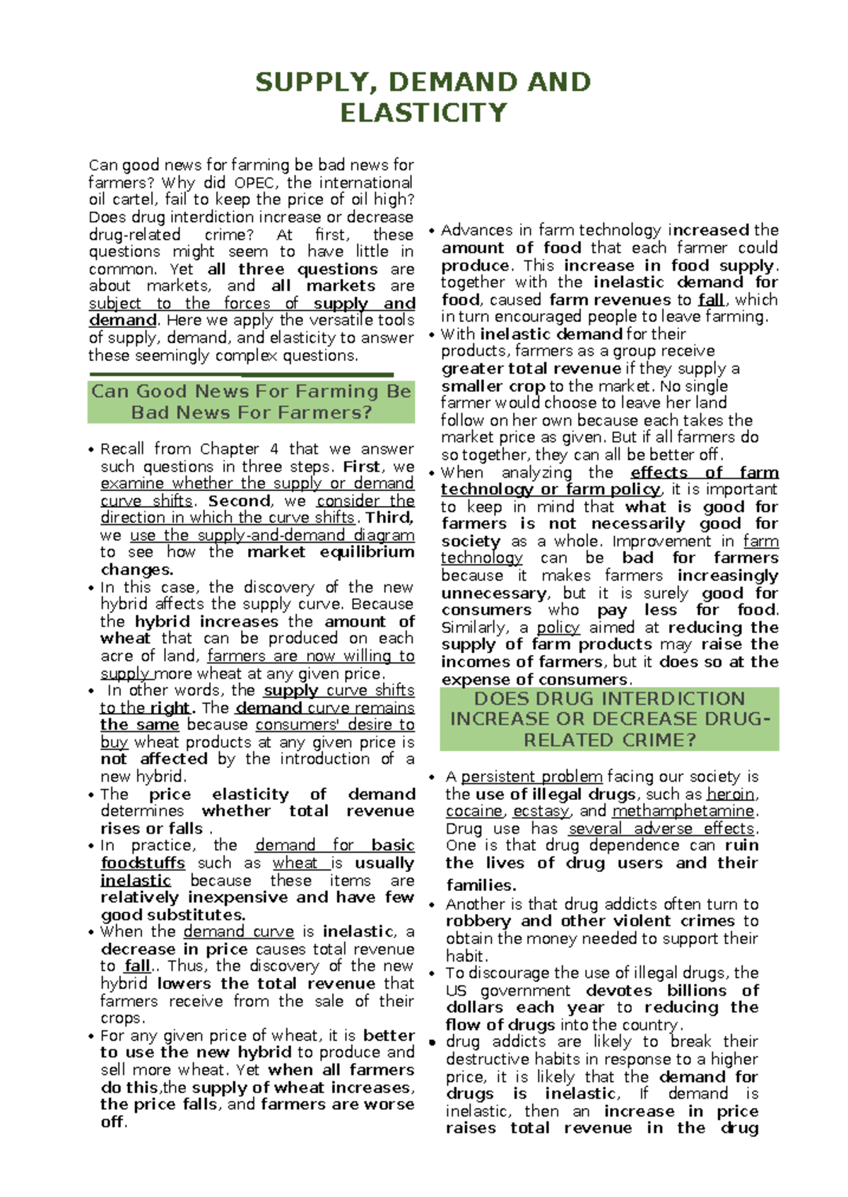 Econ - ECO101 Lecture Notes on Supply, Demand, and Elasticity - Studocu
