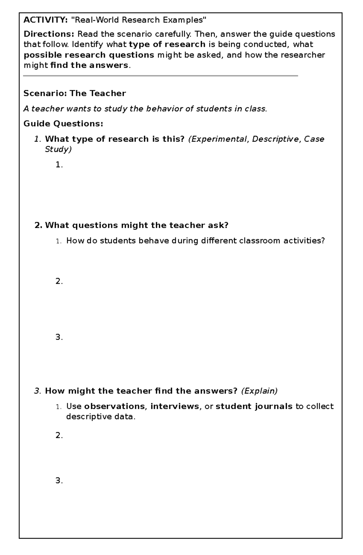 ACTIVITY: Research Directions on Student Behavior Analysis - Studocu