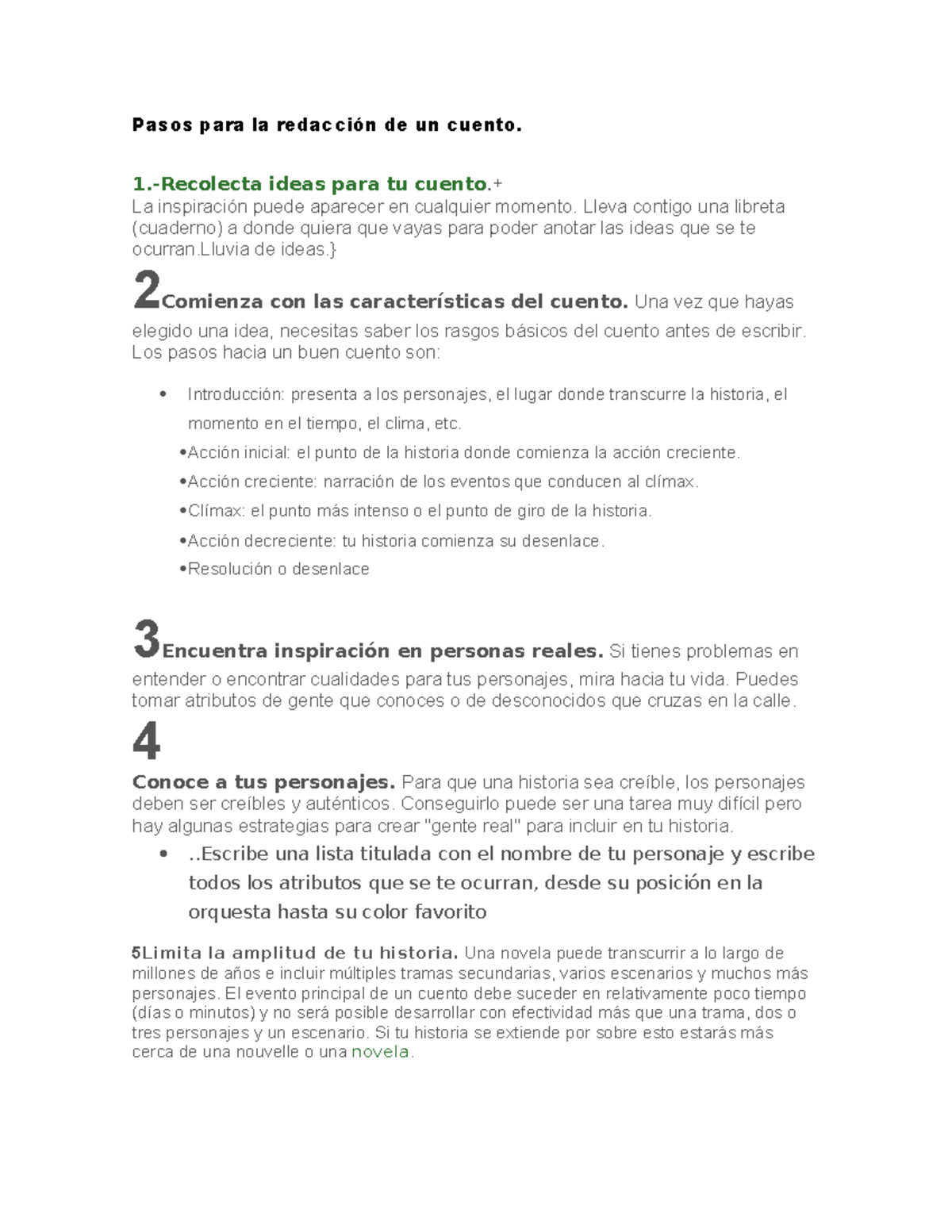 Guía completa para la redacción de un cuento en español - Studocu