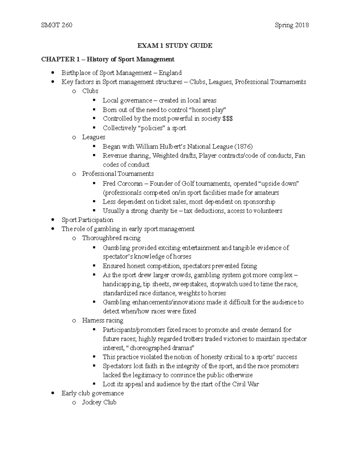 Sport Management Exam 1 Study Guide: Key Concepts & Principles - Studocu