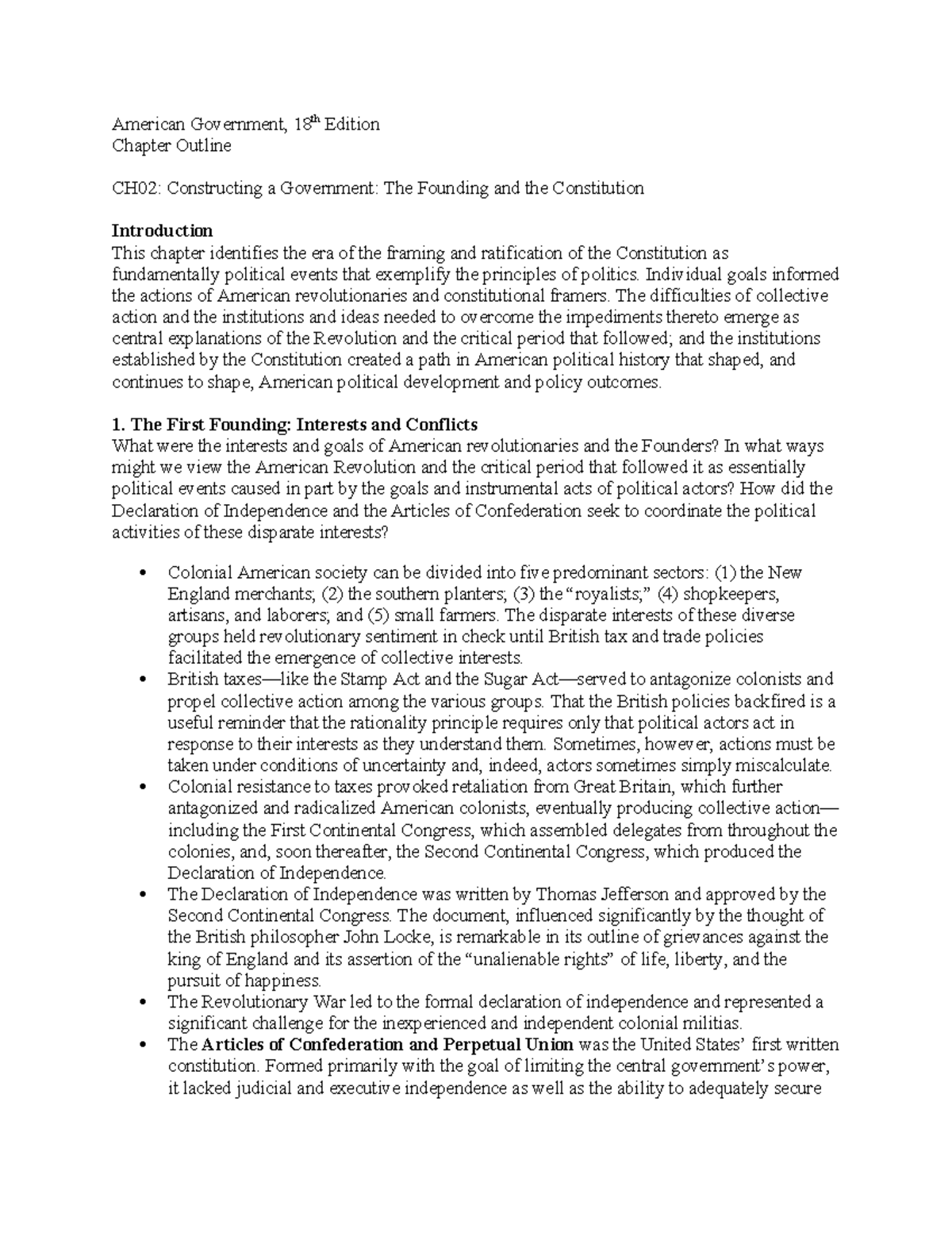 Constructing a Government: Founding Principles & the Constitution (GOVT ...