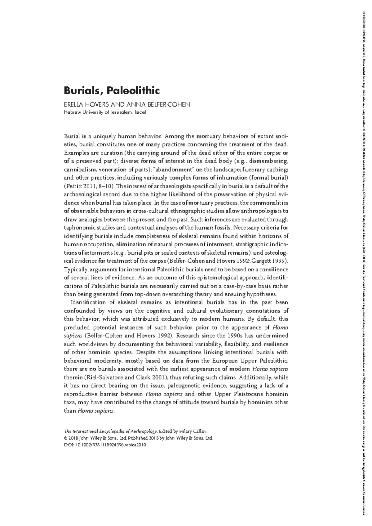Paleolithic Burials: An Overview of Mortuary Practices (Anthropology ...