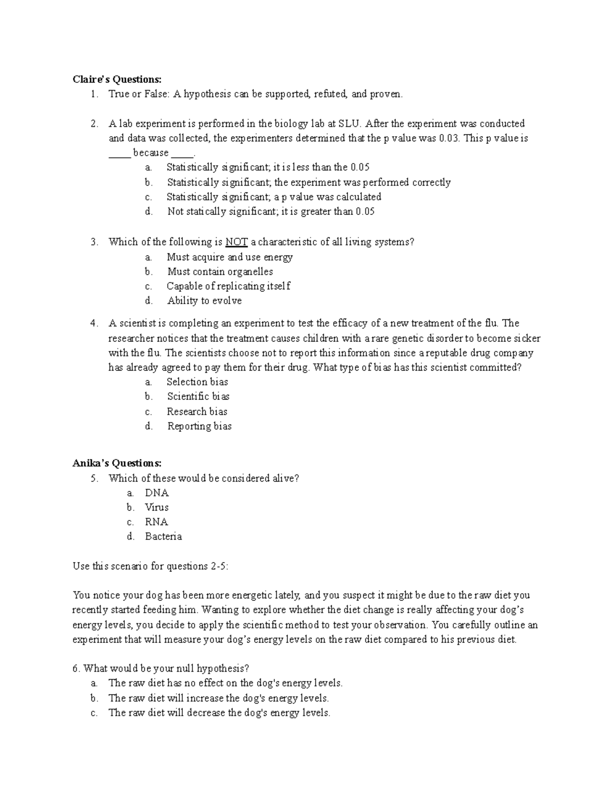 LA 1 Practice Exam: True/False & Multiple Choice Questions - Studocu