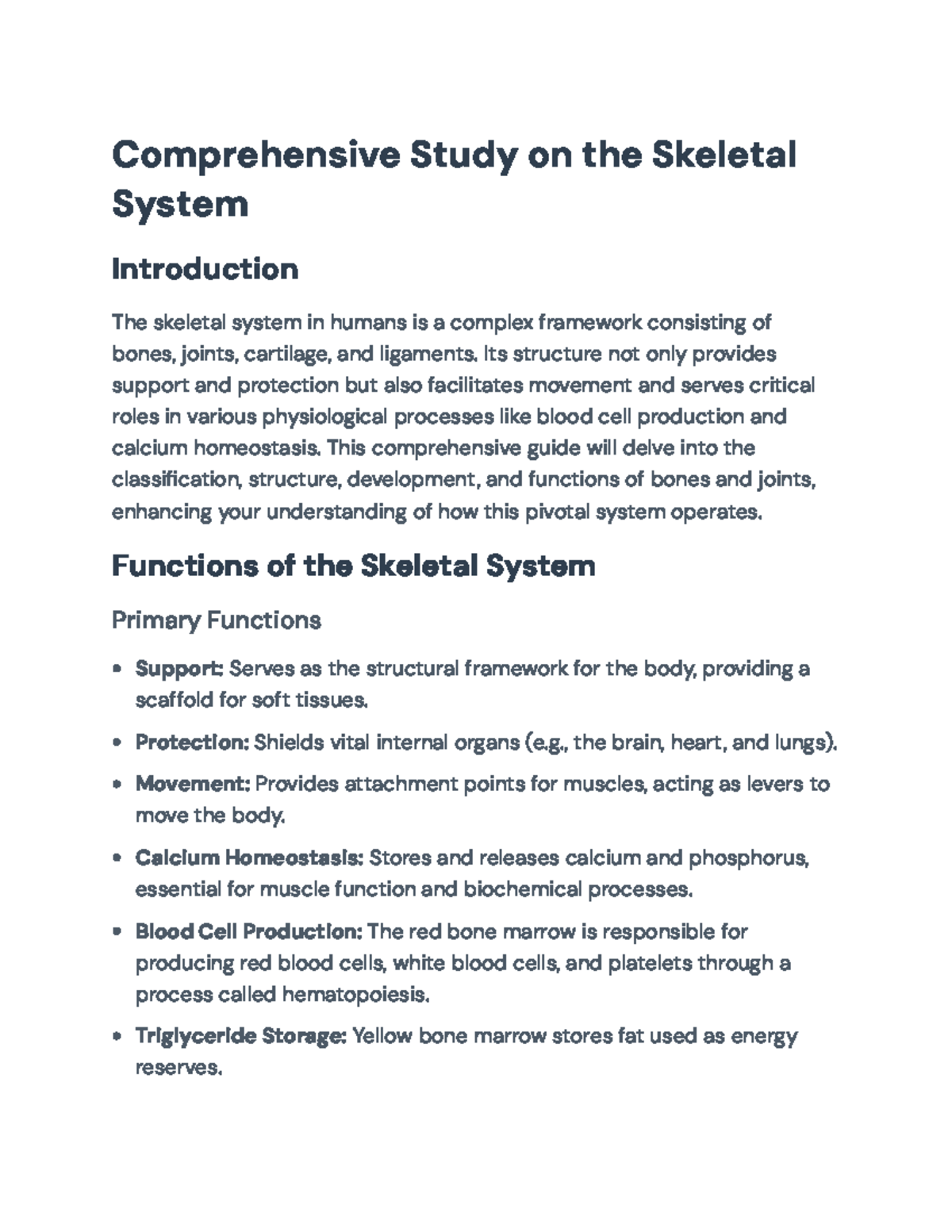 Comprehensive Guide to the Skeletal System: Structure and Function ...