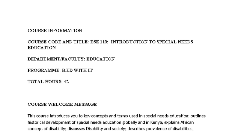 ESE 110: Intro to Special Needs Education - Course Overview & Details ...