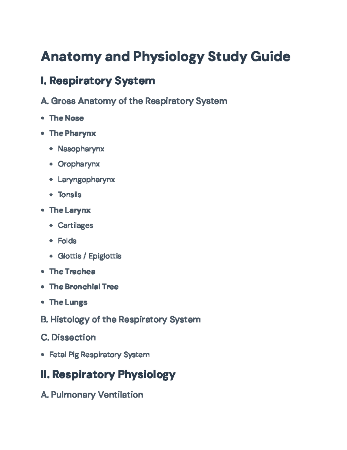 Anatomy and Physiology Study Guide I: Respiratory, Digestive, & Urinary ...
