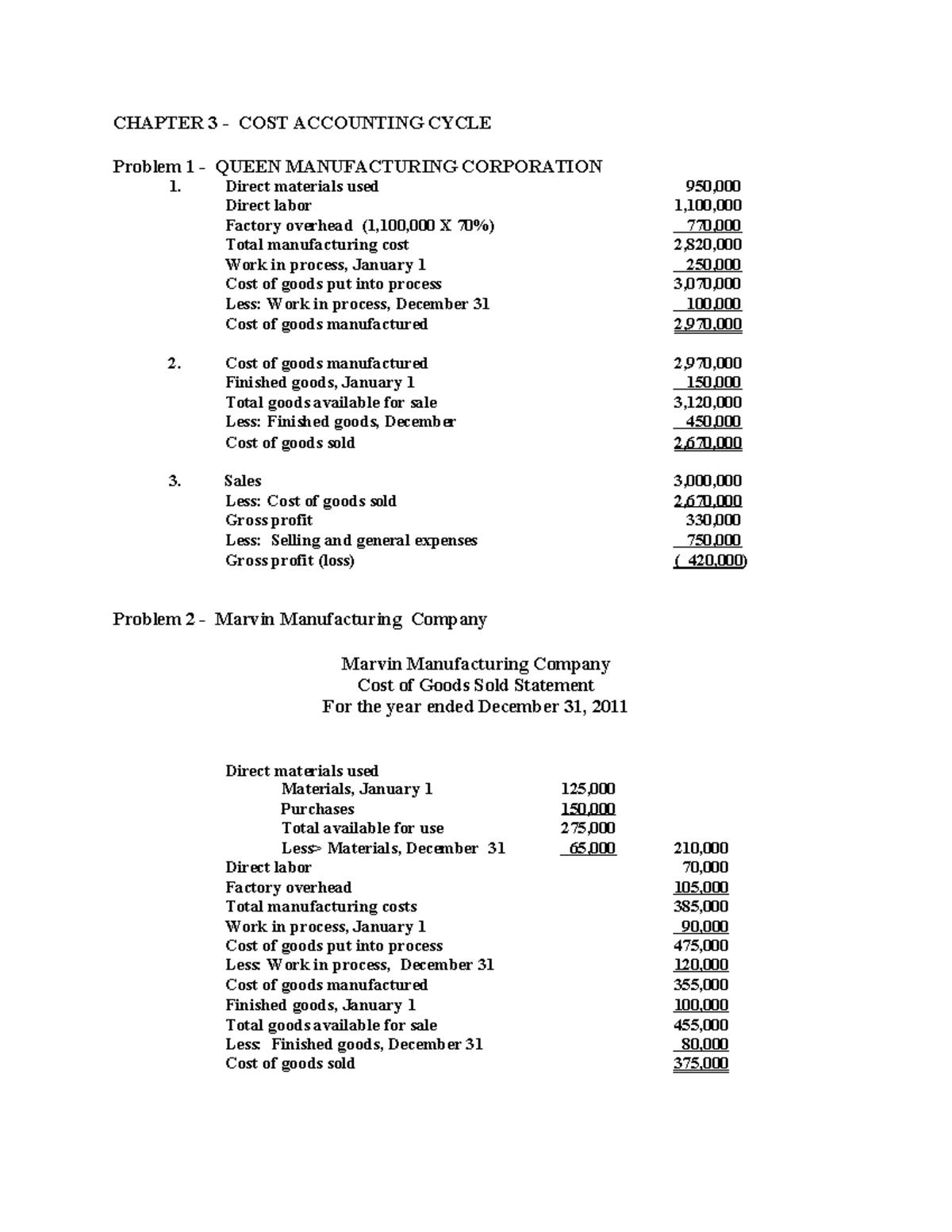 COST ACCOUNTING CYCLE CHAPTER 3 PROBLEMS & SOLUTIONS - Studocu