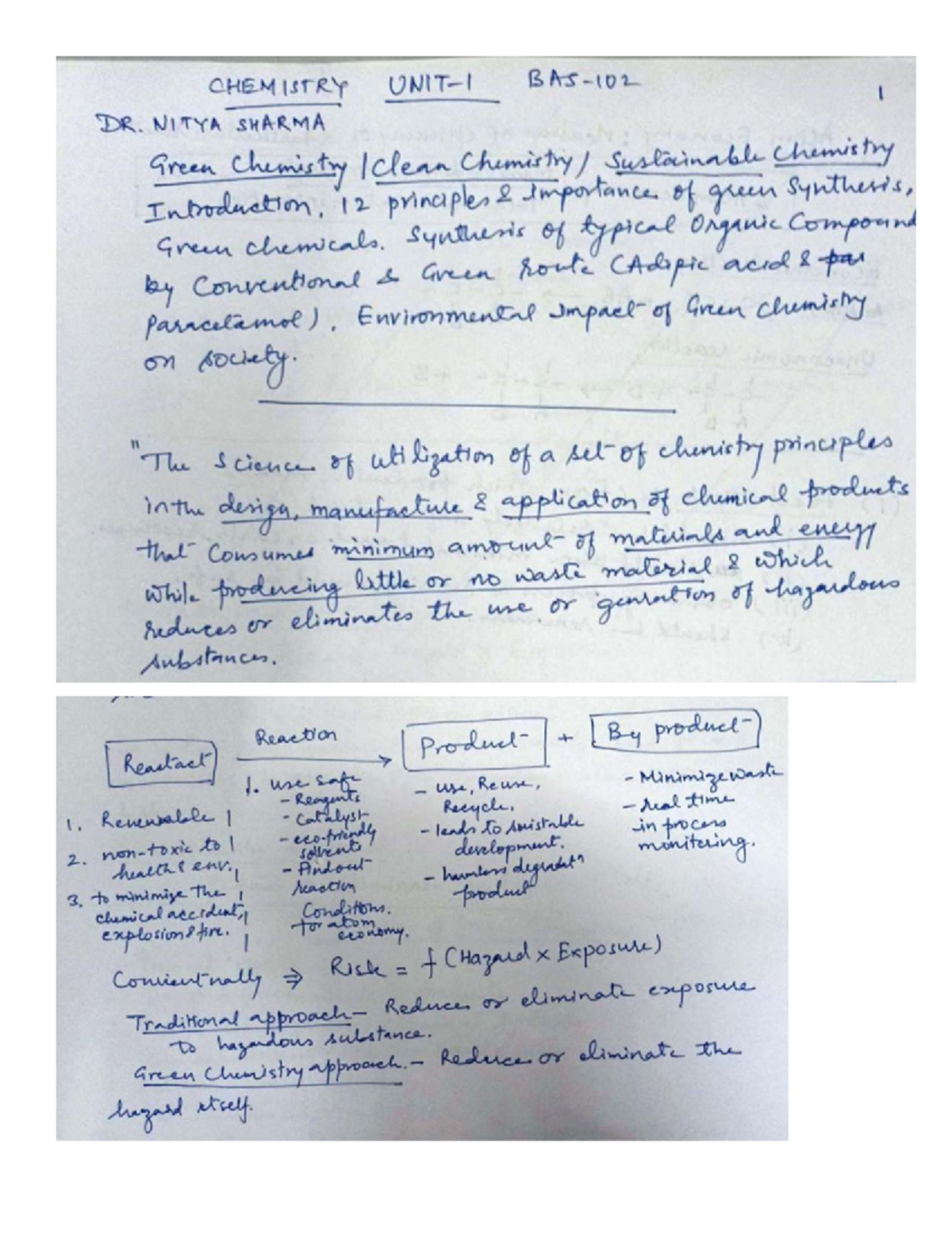 CHEM 101 Green Chemistry Final Exam Notes: Principles & Synthesis - Studocu