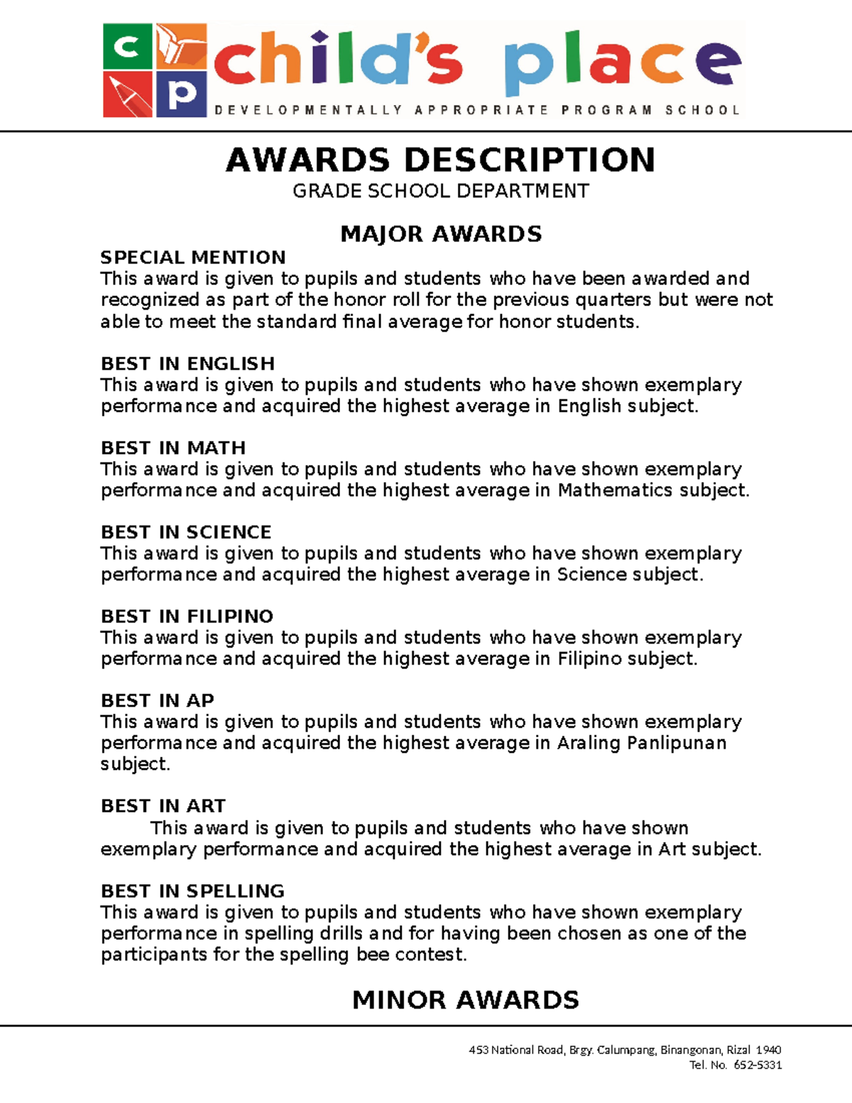 Awards- Description-for-Preschool-Grade-School-and-High-School - AWARDS ...