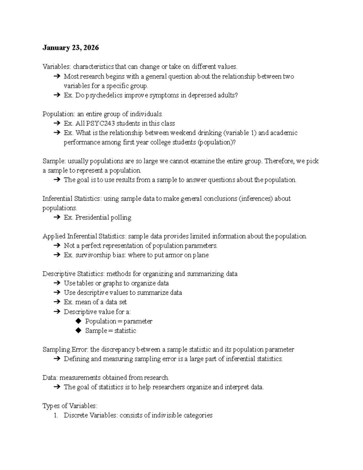 Psych Stats Notes: Understanding Variables, Distributions, and Central ...