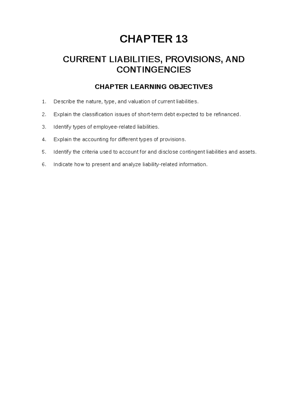 Ch13 - Practice questions on chapter 13 - CHAPTER 13 CURRENT LIABILITIES, PROVISIONS, AND - Studocu
