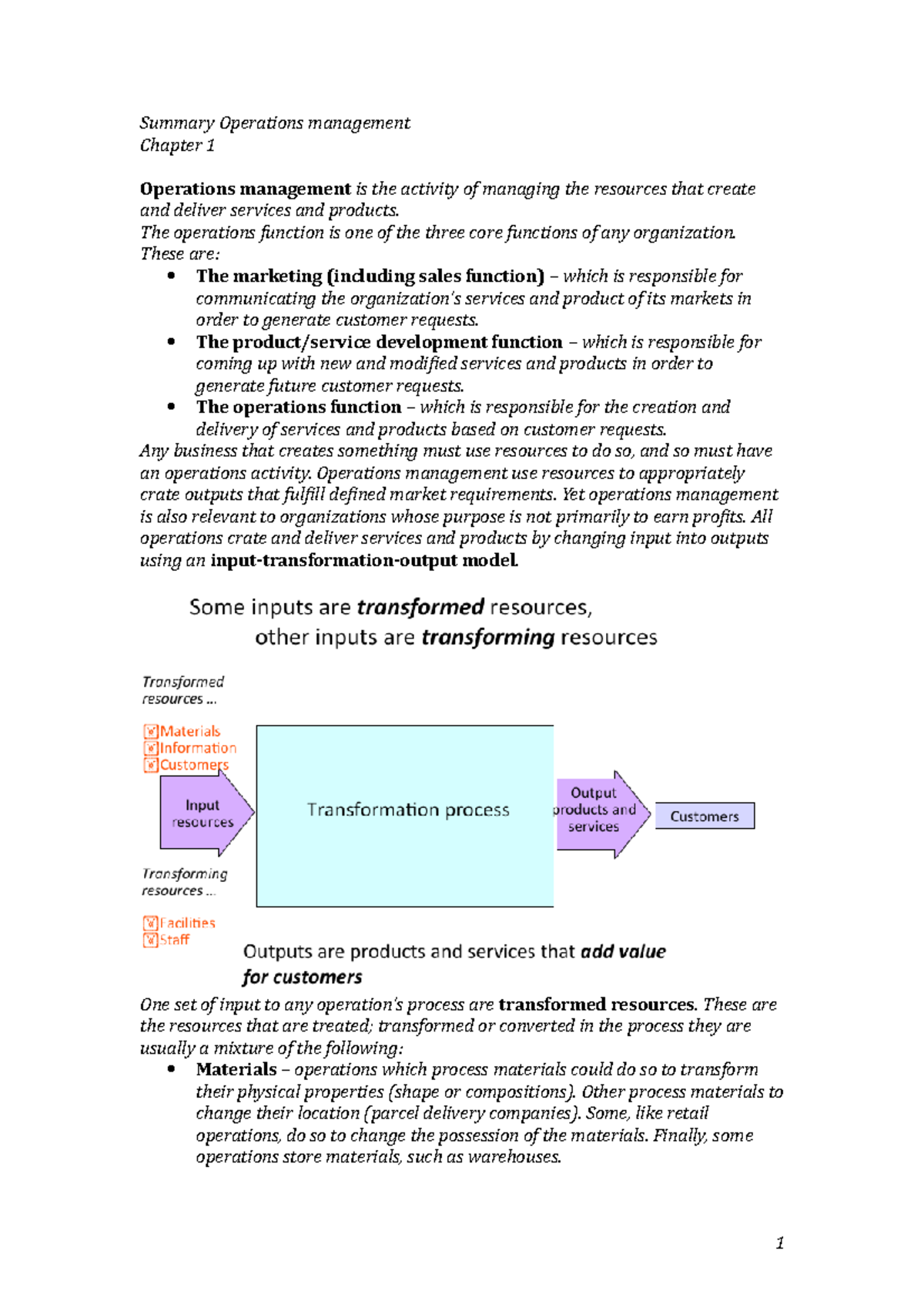 Summary Operations Management - Summary Chapter 1-19 | Operations ...