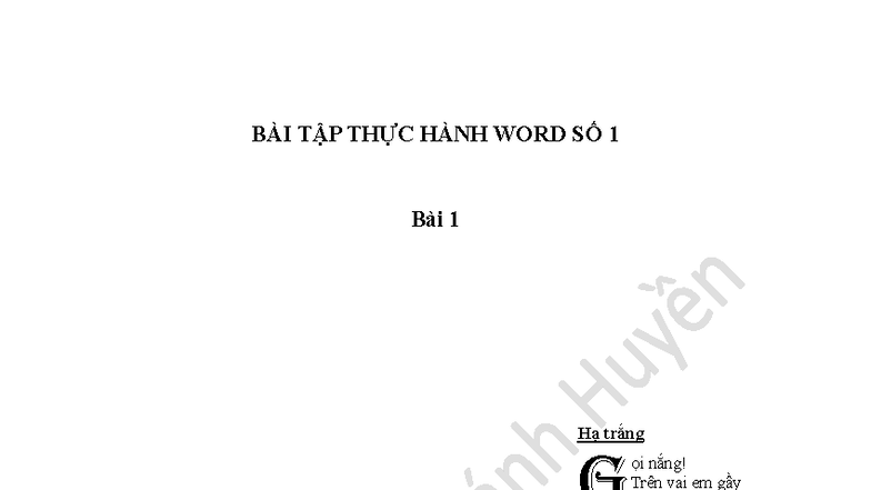 BÀI TẬP THỰC HÀNH WORD SỐ 1: Hạ Trắng & Eternal Flame - Studocu