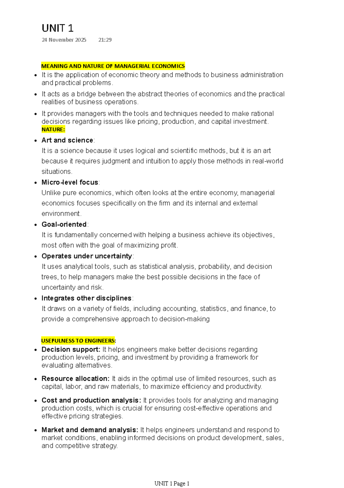 MEA 101: Meaning and Nature of Managerial Economics - Unit 1 Notes ...