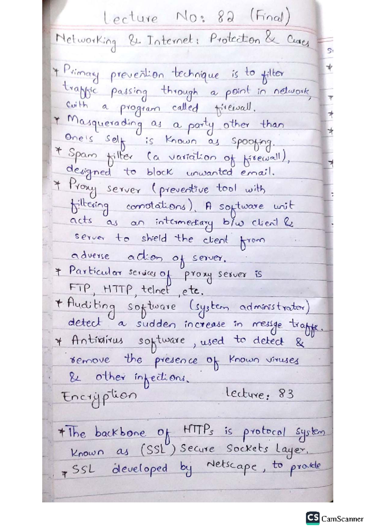CS101 Final Lecture Notes: Networking, Algorithms, and Programming ...
