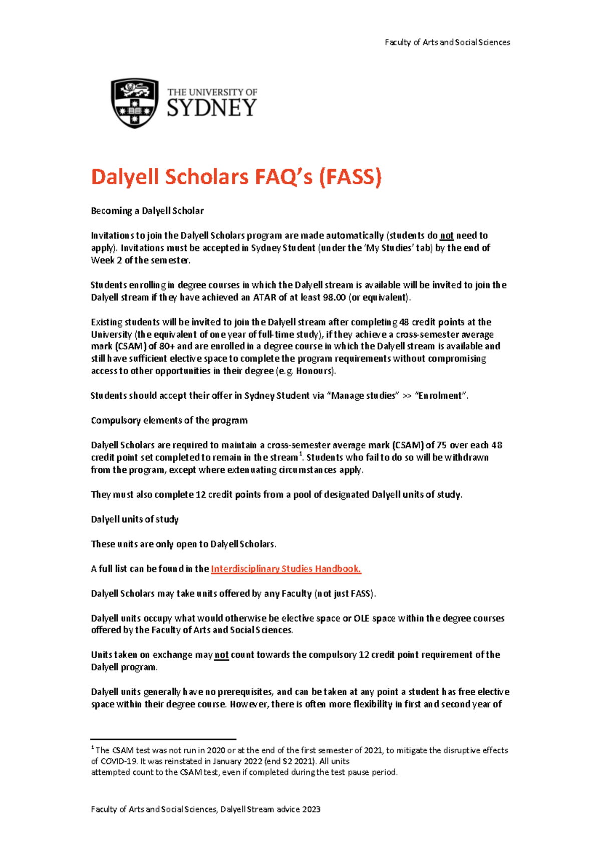 Dalyell Scholars Program FAQ: Key Details & Requirements (FASS) - Studocu