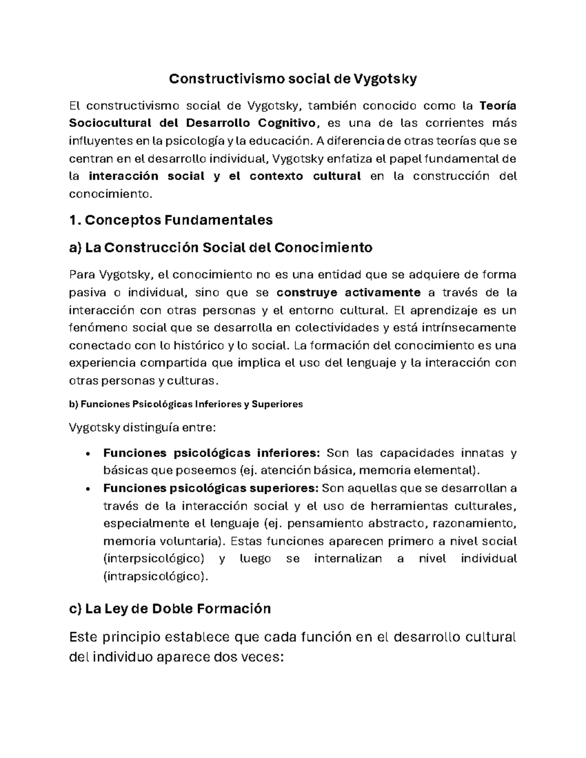 Constructivismo Social de Vygotsky: Teoría y Aplicaciones Educativas - Studocu