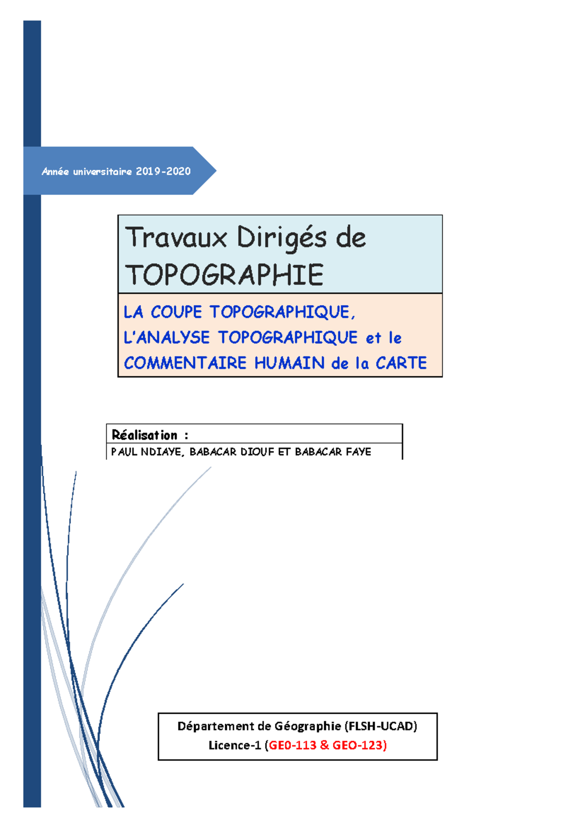 Travaux Dirigés de Topographie (GEO123) : La Coupe Topographique et ...
