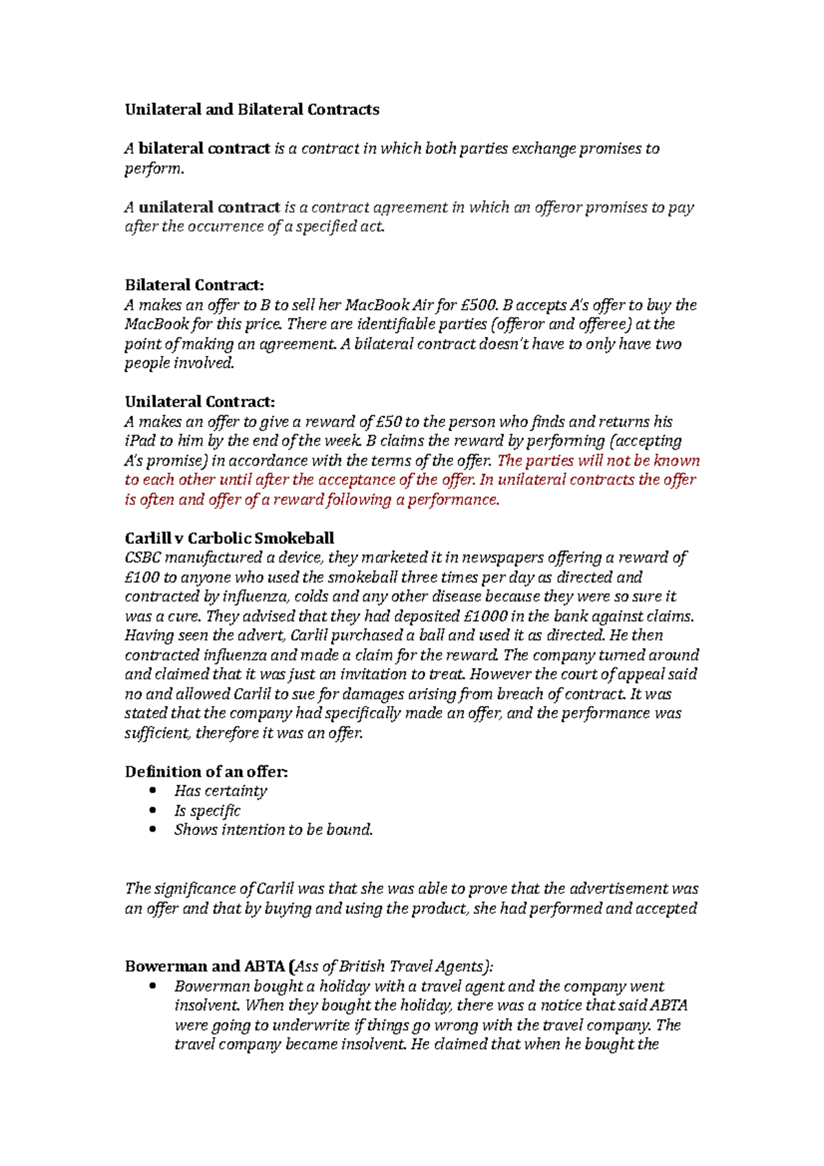 Unilateral and Bilateral Contracts - A unilateral contract is a ...