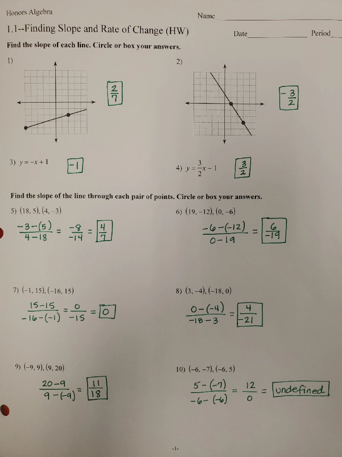 1-1.1-Finding Slope and Rate of Change- Notes (Day 1) - ©D ` 2 w 0 t 2 ...