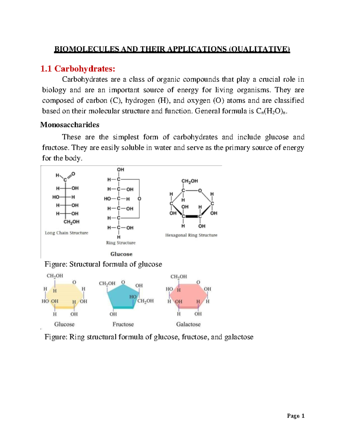BIOL 101: Module 1 - Biomolecules and Their Applications Overview - Studocu