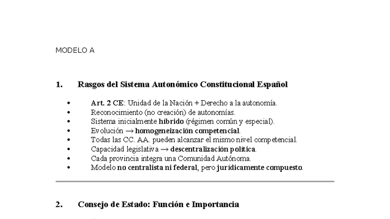 Esquemas de Estudio: Modelo A, B y C sobre el Sistema Constitucional ...