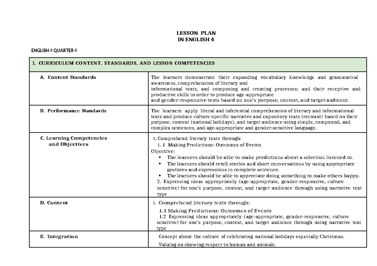English 4 Lesson Plan: Engage, Predict & Celebrate Culture with ...