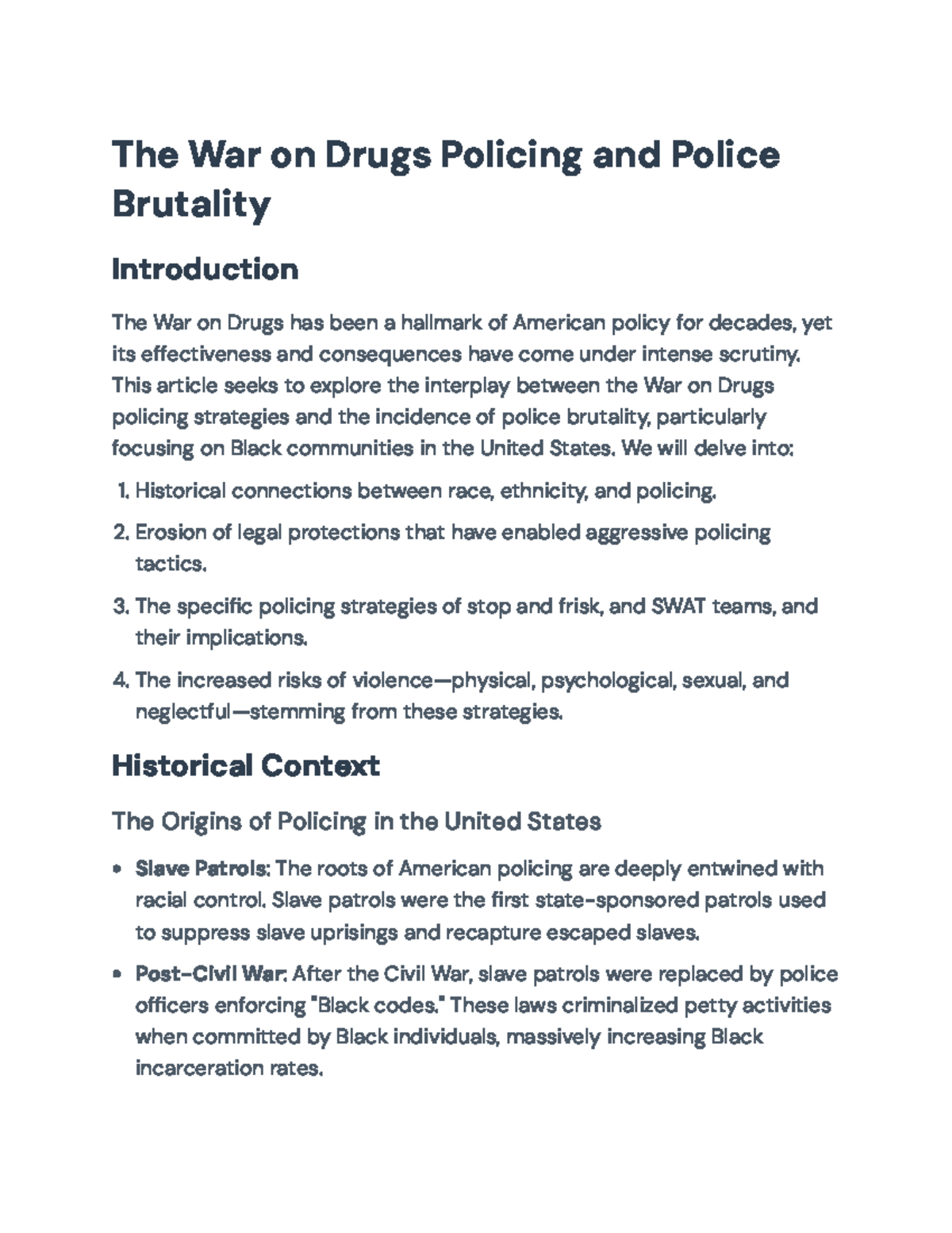 War on Drugs: Policing Strategies and Impact on Black Communities - The ...