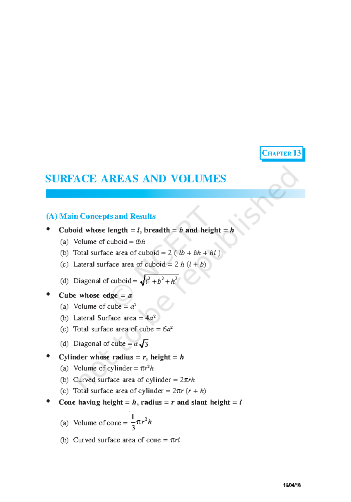 Ieep213 - Chapter 13: Surface Areas and Volumes Concepts & Problems ...