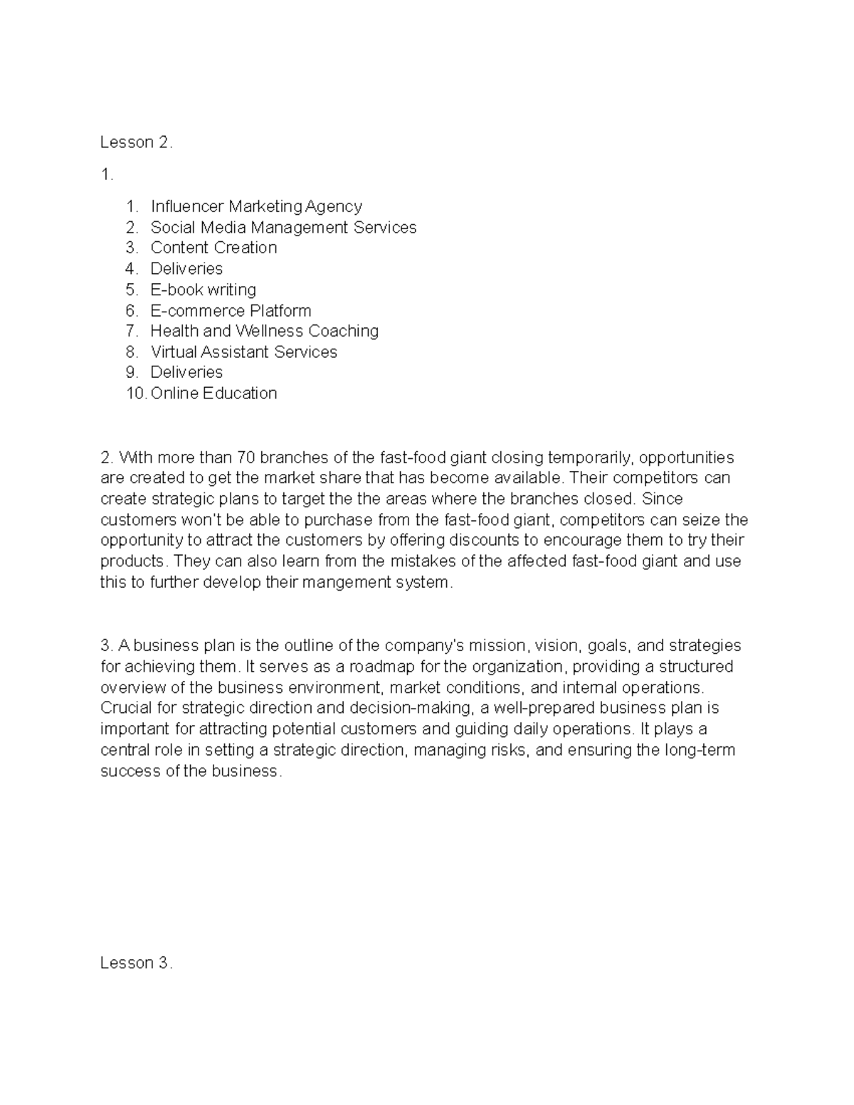 Entrep Lesson 2: Marketing Strategies & Business Planning Insights ...