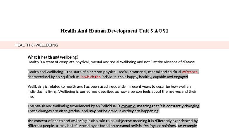Unit 3 AOS1 Health and Wellbeing: Comprehensive Overview and Insights ...